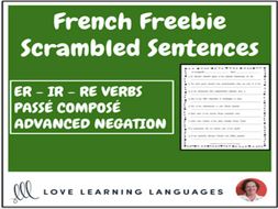 French regular verbs scrambled sentences exercise - Passé Composé ...