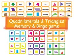 Quadrilaterals and Triangles Memory Cards plus Bingo | Teaching Resources