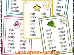 Blend words list - st sm sn sp sc sk sw tw | Teaching Resources