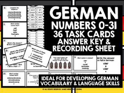 GERMAN NUMBERS 0-31 CHALLENGE CARDS | Teaching Resources