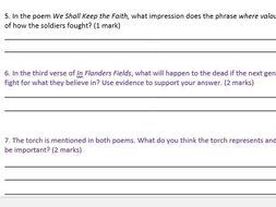 Year 5/6 whole class reading - In Flanders Fields and We Shall Keep the ...
