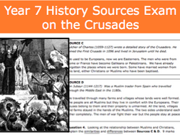 Year 7 History Crusades Sources Exam. Mark scheme and Student Help ...