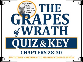 The Grapes of Wrath Assessment Bundle (Set of 10 Quizzes & 1 Test ...