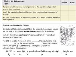 GCSE AQA P1.4 Gravitational potential energy Work Book | Teaching Resources