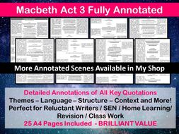 MACBETH ACT 3 FULLY ANNOTATED | Teaching Resources