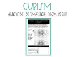 Cubism Word Search Worksheet | Teaching Resources