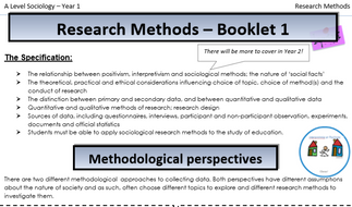 AQA Sociology - Year 1 - Research Methods - Practical, Ethical ...