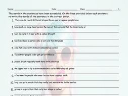 People Descriptions Scrambled Sentences Worksheet | Teaching Resources