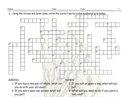 Conditional Sentences Types 0 & 1 Interactive Crossword Puzzle for ...