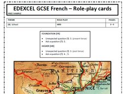 FREE SAMPLE EDEXCEL GCSE French Speaking - Full Role Play pack with ...