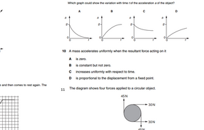 Physics A level Forces & Motion Multiple Choice Worksheets OCR ...