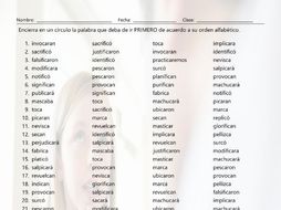Verbs Ending in CAR 2 Alphabetical Order II Spanish Worksheet ...