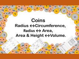 Coins, Radius Circumference Area & Volume | Teaching Resources