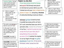 GCSE Poetry Anthology: "Poppies" AnalysisTask | Teaching Resources