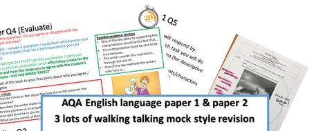 AQA English language GCSE 9-1 -3 lots of Walking talking mock style revision lessons for paper 1 ...