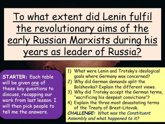 AQA A-Level Tsarist & Communist Russia Lessons 54-74 (First part of Yr ...