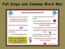 Full Stops and Commas Word Mat | Teaching Resources