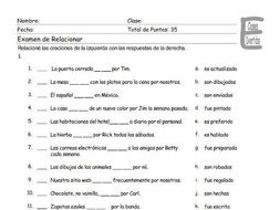 Passive versus Active Voice Spanish Matching Exam | Teaching Resources