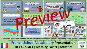 French School Vocabulary A L’ecole | Teaching Resources