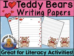Teddy Bear Writing Paper | Color & B&W Activity Sheets | Teaching Resources