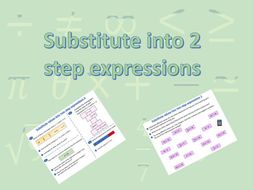 Substitute into 2 step expressions (Substitution) | Teaching Resources