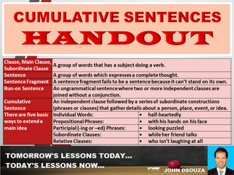 CUMULATIVE SENTENCES BUNDLE | Teaching Resources