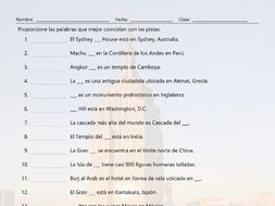 Tourist Attractions Around The World Matching Spanish Worksheet ...