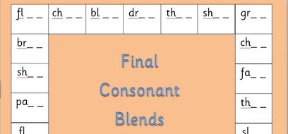 Final Consonant Blends Board game | Teaching Resources