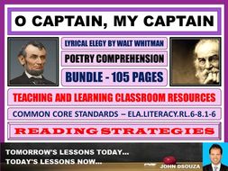 O CAPTAIN, MY CAPTAIN BY WALT WHITMAN - CLASSROOM RESOURCES - BUNDLE ...