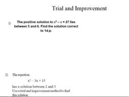GCSE Maths Revision: Trial and Improvement | Teaching Resources
