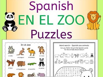 Spanish Zoo Animals Bundle - En El Zoo - Activities Puzzles Word Wall ...