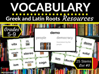 Greek and Latin Vocabulary Roots Bundle-125 Stems | Teaching Resources
