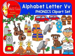 Alphabet Letter Vv Phonics Clipart Set | Teaching Resources