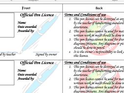 Pen licence template | Teaching Resources