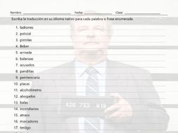 Crime, Law Enforcement, and Courts Translating Spanish Worksheet ...