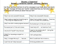 Pupil self assessment Sentence Starters | Teaching Resources