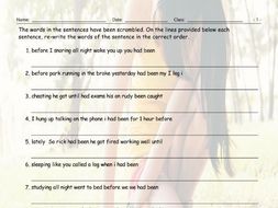 Past Perfect Continuous Tense Scrambled Sentences Worksheet | Teaching ...