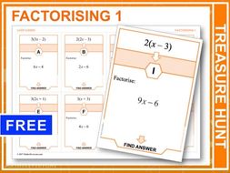 Factorising 1 (Treasure Hunt) | Teaching Resources