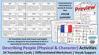 Describing People in French Activities | Teaching Resources