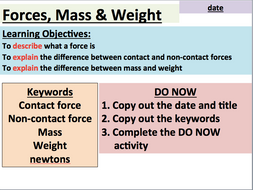 GCSE Physics: Forces, Mass and Weight | Teaching Resources