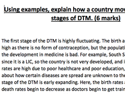 A* Answer - 6 Marker on the DTM - Geography | Teaching Resources
