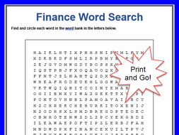 Finance Word Search with Answers | Teaching Resources