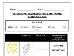 Science worksheets: The Sun, The Moon, The Stars and The Sky | Teaching ...