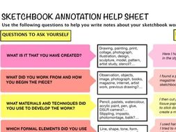 Sketchbook Annotation Help Sheet | Teaching Resources