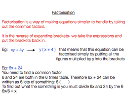 Maths - factorisation | Teaching Resources