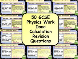 £1 ONLY: 50 GCSE Physics (Science) Work Done Calculation Revision ...