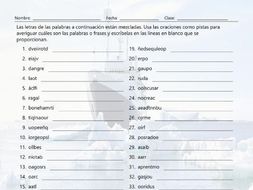 Superlative Adjectives Jumbled Words Spanish Worksheet | Teaching Resources