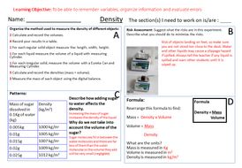 Density Required Practical Worksheet