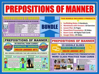 PREPOSITIONS OF MANNER: 40 BOOM CARDS | Teaching Resources