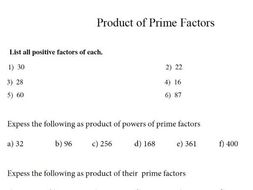 GCSE Maths HCF LCM & PoP Revision | Teaching Resources